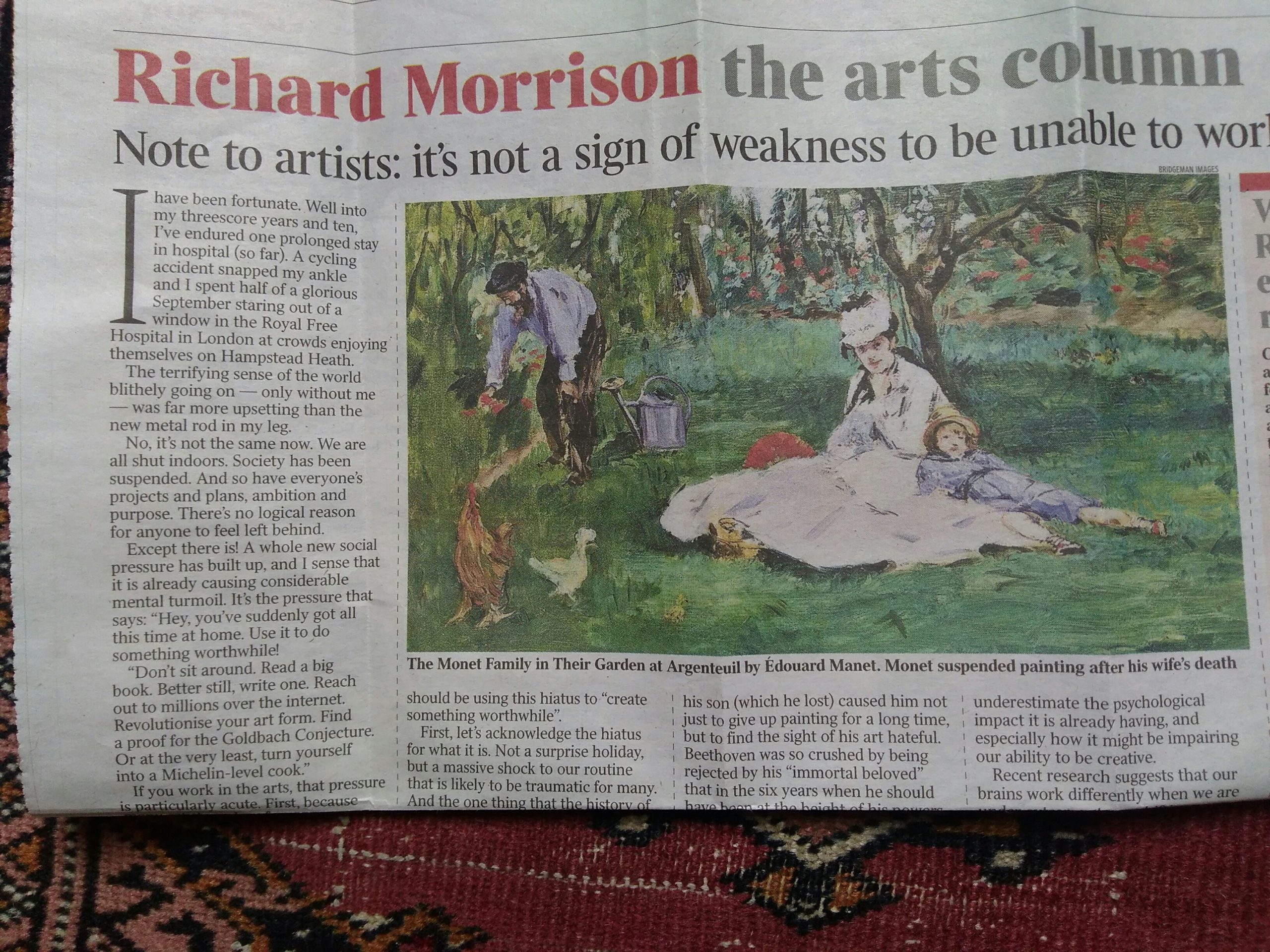 Richard Morrison's Times article on musicians in lockdown | Susan Tomes