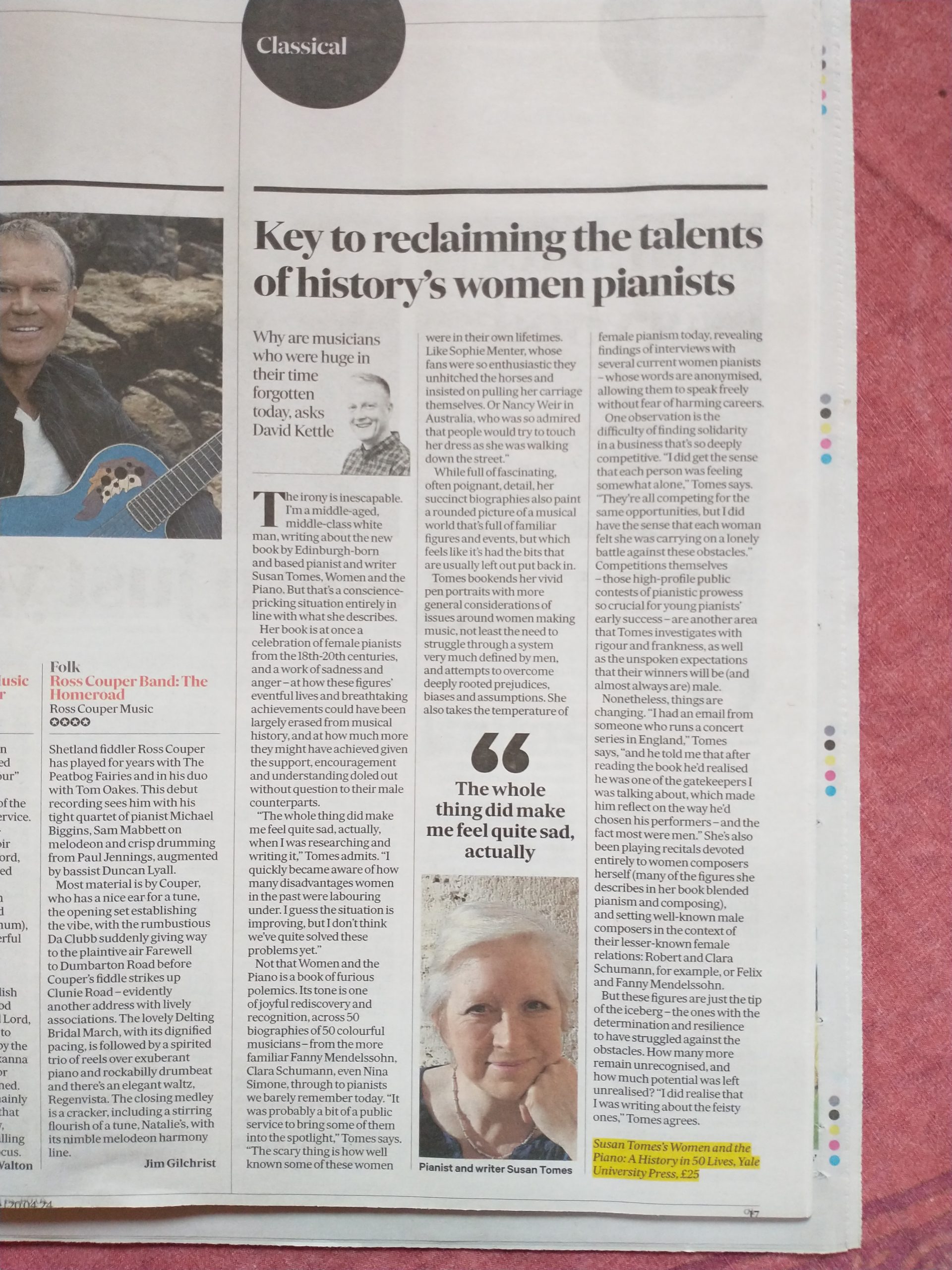 Scotsman magazine article about Women and the Piano | Susan Tomes